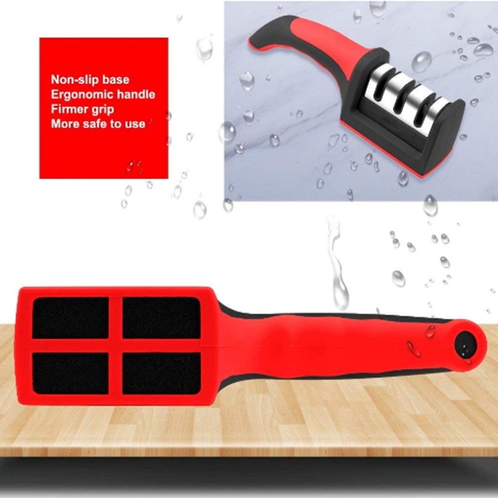 Knife Sharpener 3 Stages Stainless Steel Kitchen Tools Pengasah Pisau ...