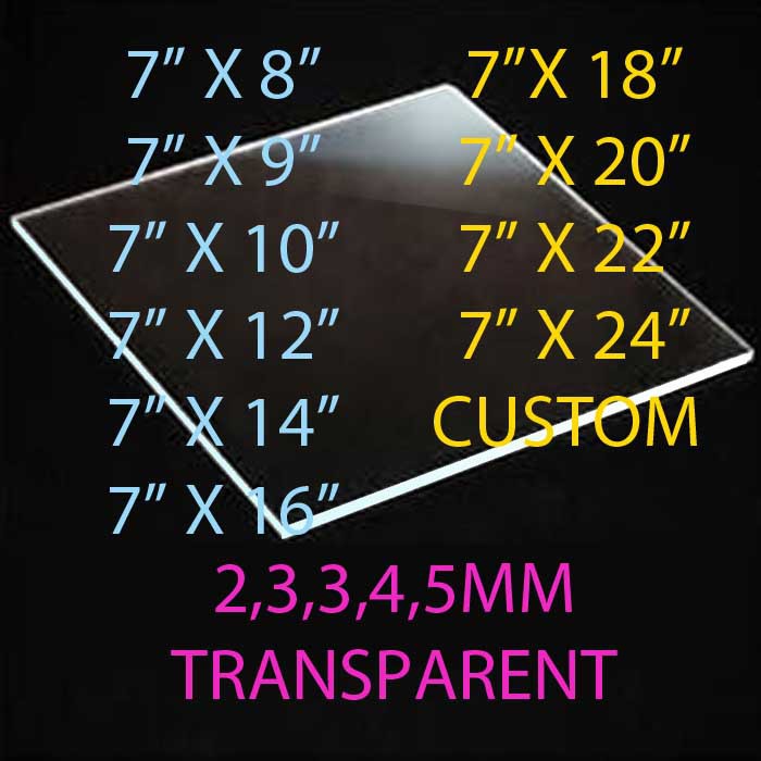 7 INCHES HIGH TRANSPARENT ACRYLIC SHEET, PERSPEX , plastic clear ...