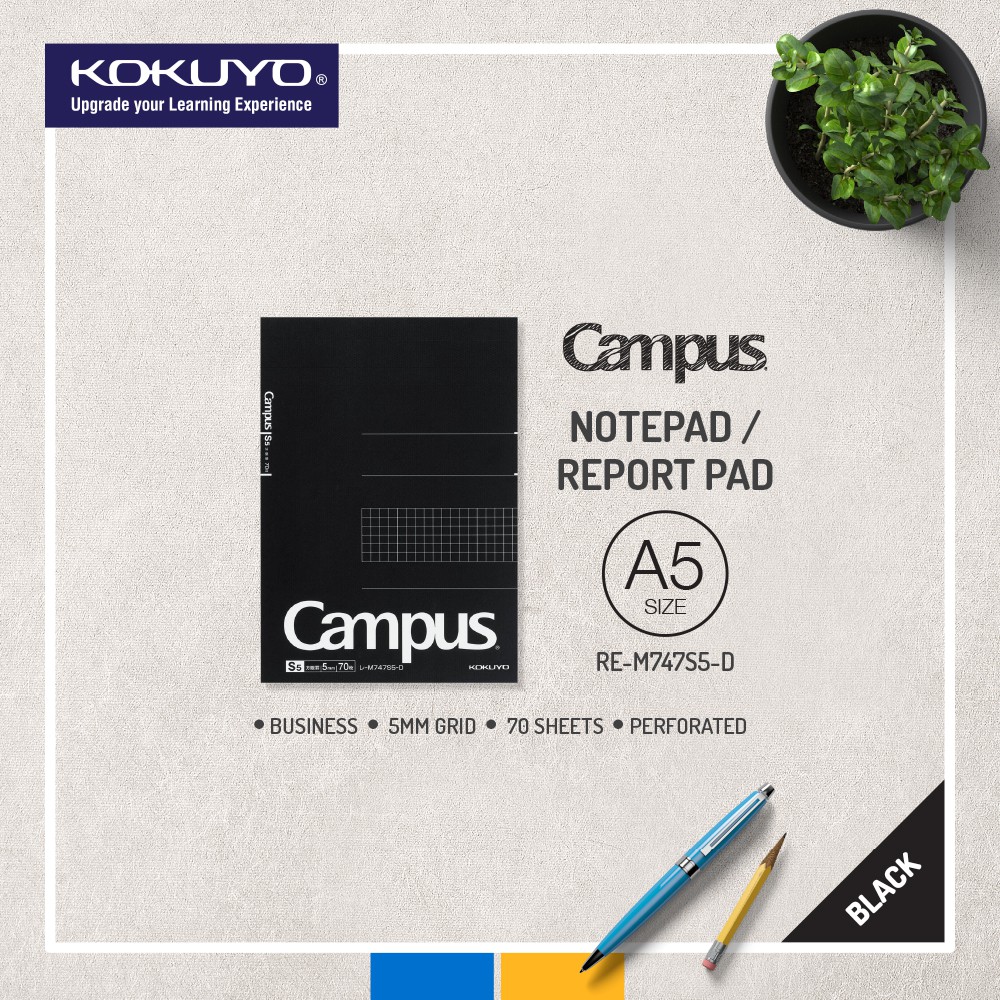 Kokuyo Campus Notepad / Report Pad -Business -A5/ B5/ A4 -5MM GRID (70 ...