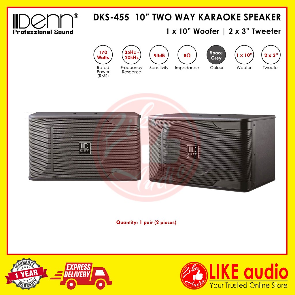 DENN DKS-455 10” 2-Way Karaoke Speaker (1 Pair) | Shopee Malaysia