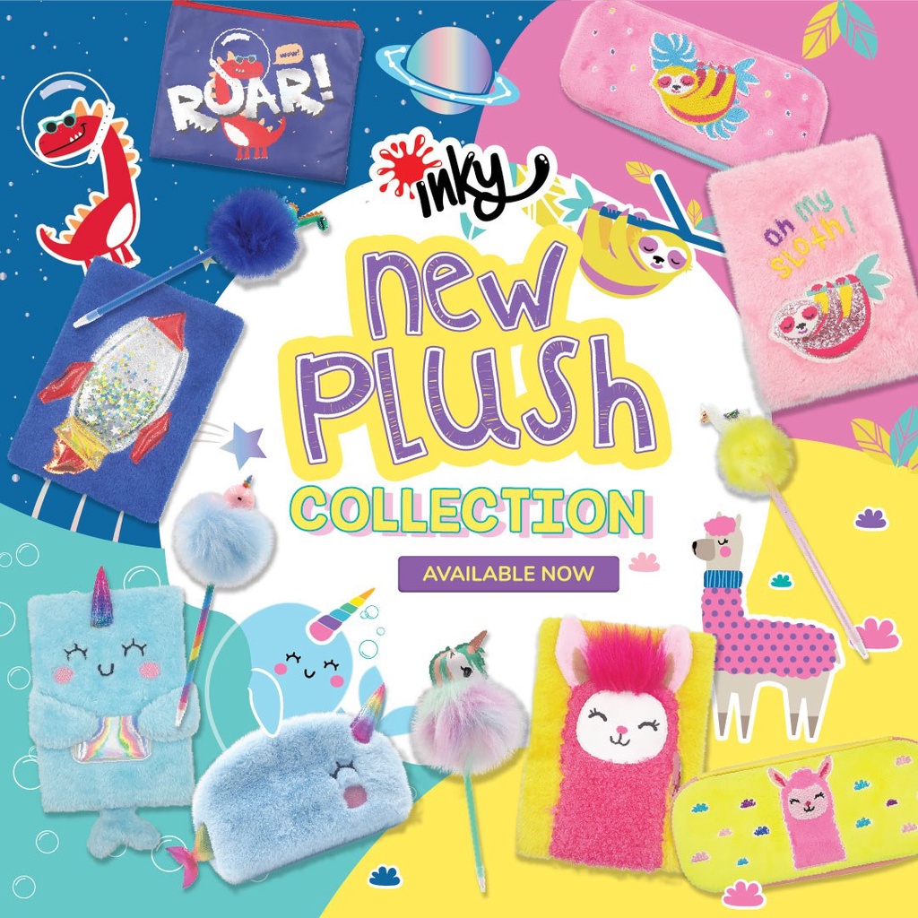 Inky Plush Collectio Narwhals Fancy Furry Pencil case A5 Notebook ...