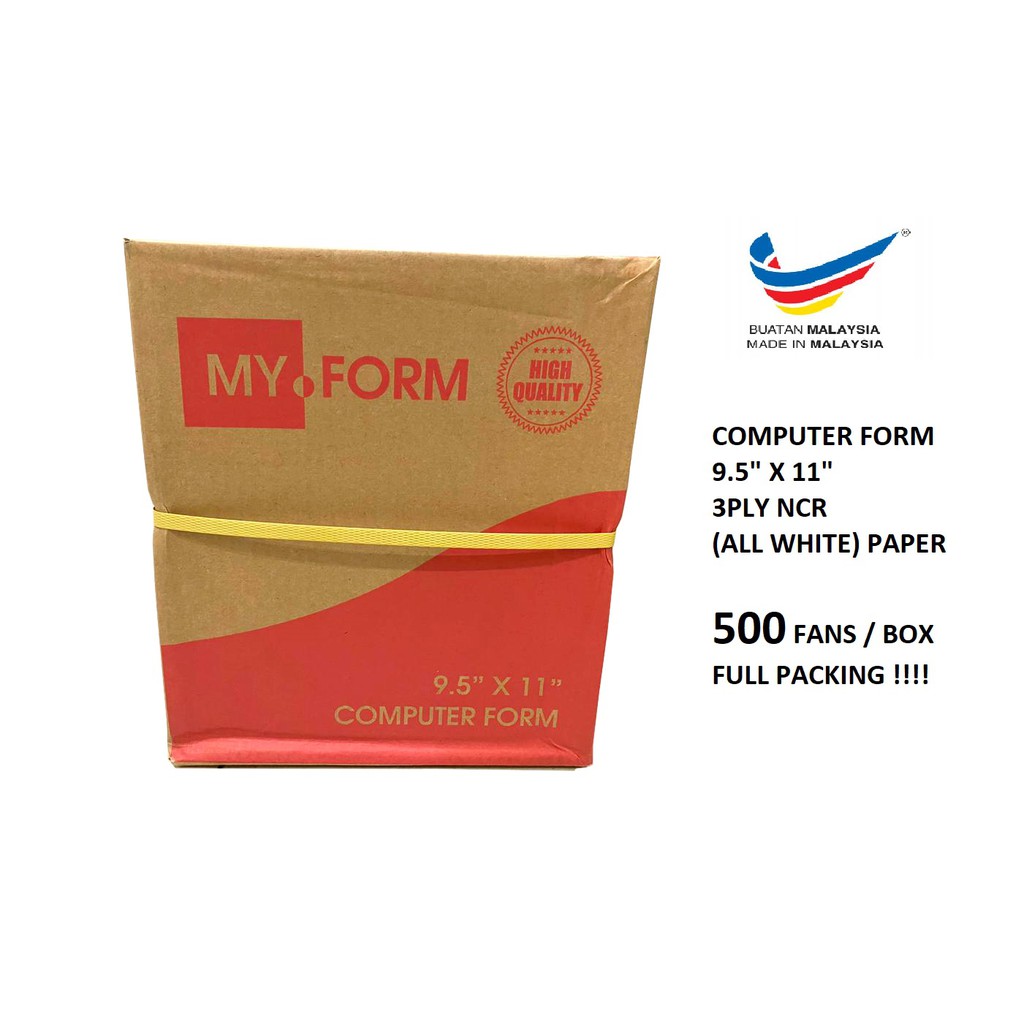 Computer Form 3 PLY NCR (9.5" X 11") - All White Paper - 3ply NCR 500 ...