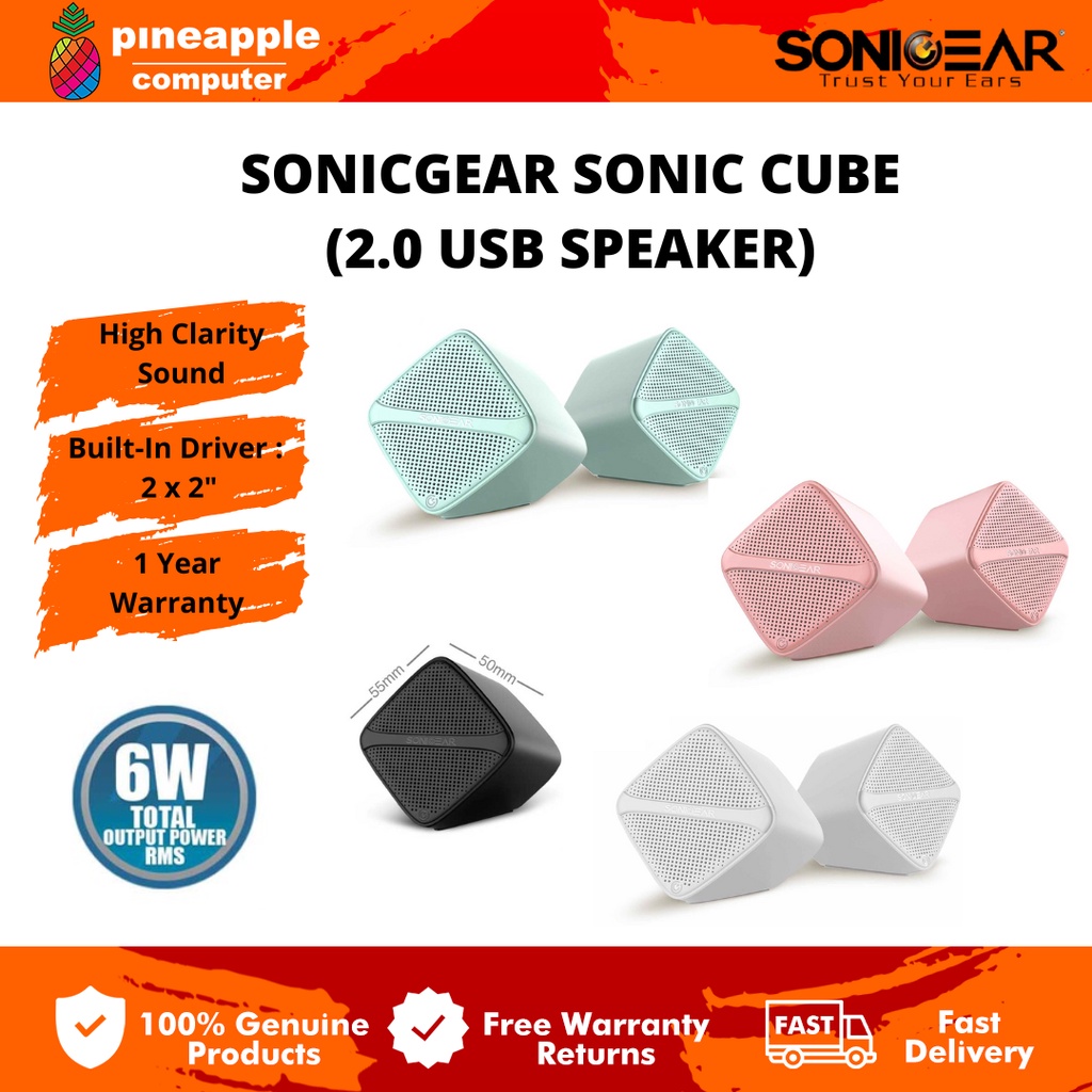 SonicGear Sonic Cube 2.0 USB Wired Speaker with High Clarity Sound ...