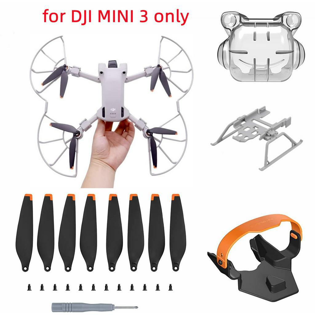 For DJI Mini 3 Only 5-in-1 Accessory Bundle Propeller Guards + Landing Gear + Props Holder ...