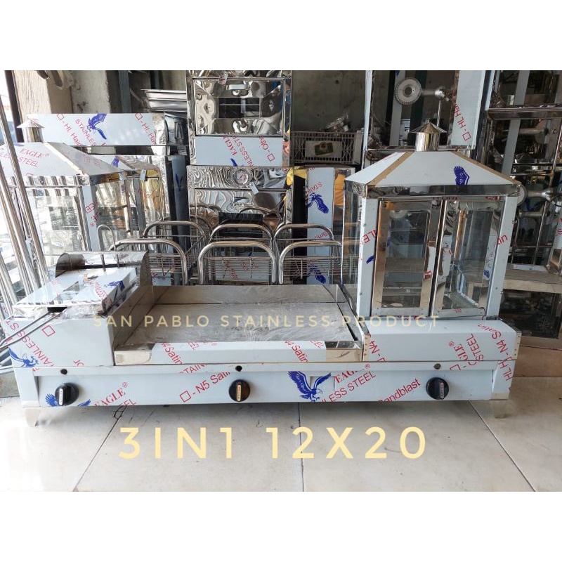 3 in 1 burger grill with deep fryer and steamer gas type | Shopee Malaysia