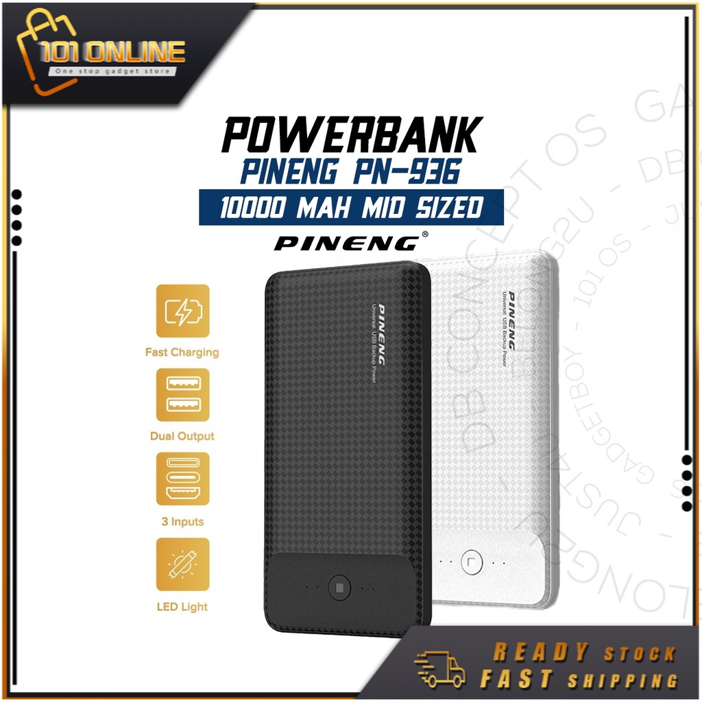 PINENG PN-936 10000MAH 3 INPUT LITHIUM POLYMER POWER BANK READYSTOCK ...