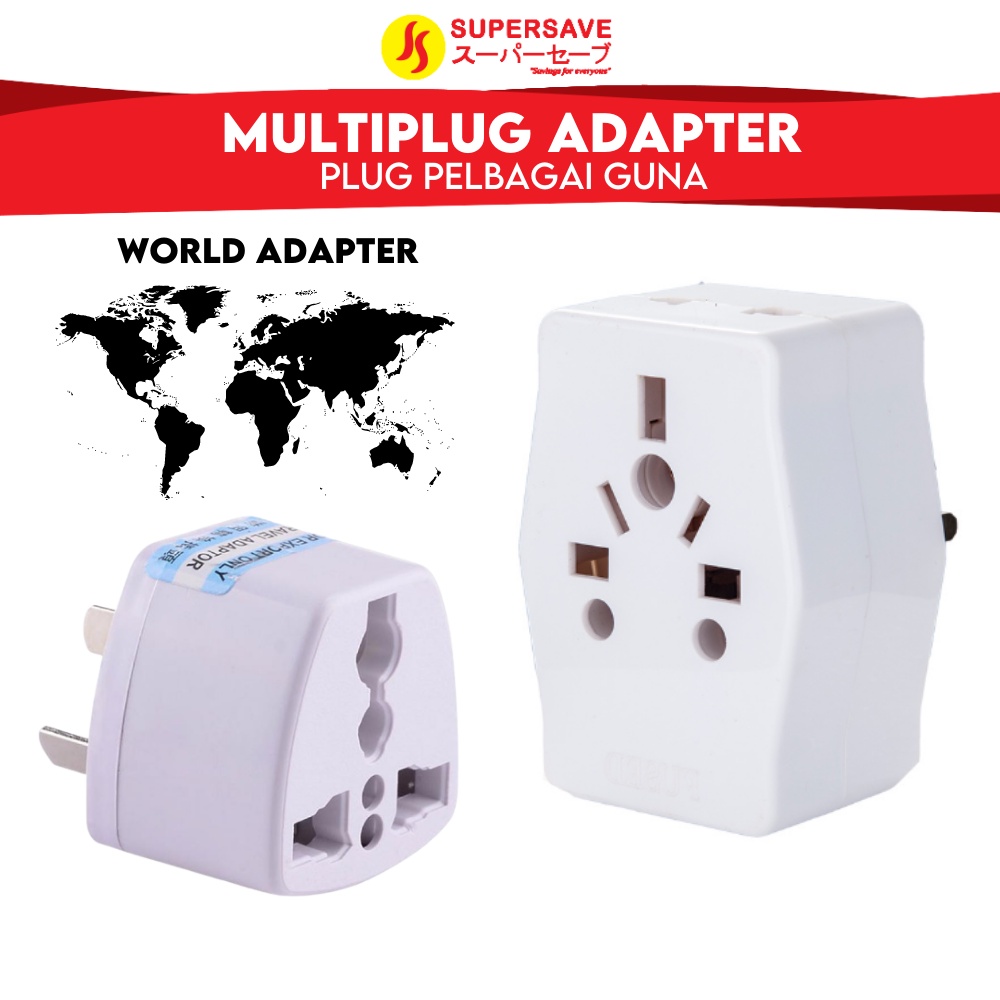 SUPERSAVE Universal Multi Adaptor UK Malaysia Power Line Travel Adapter ...