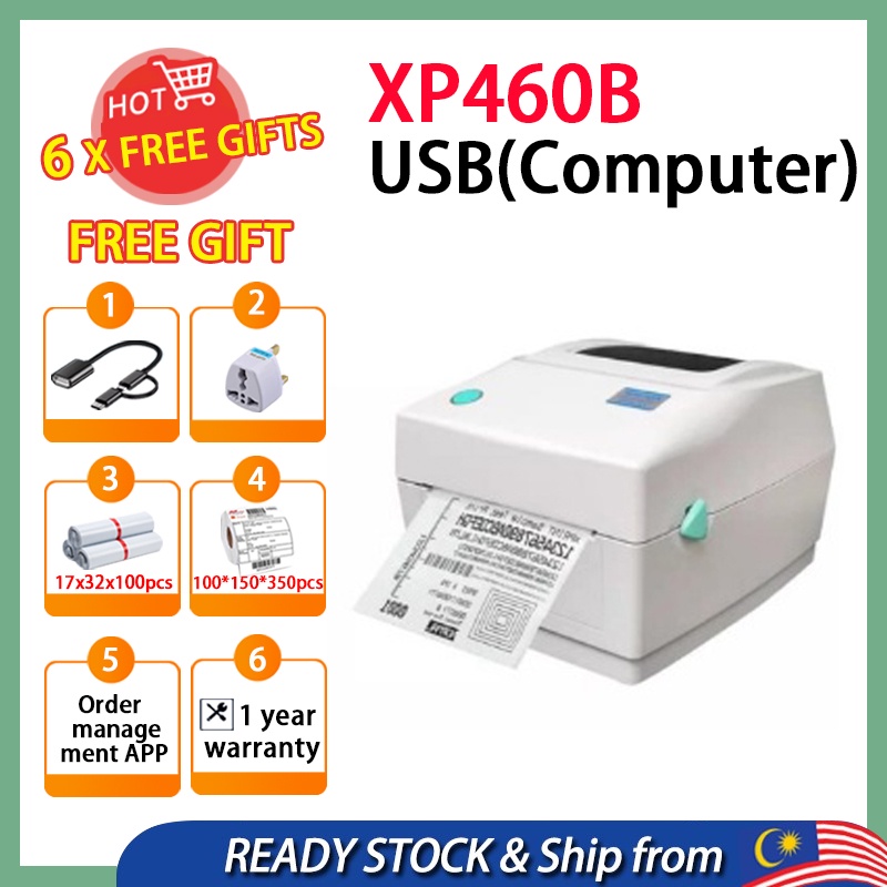 Xprinter 460B Thermal Printer A6 Thermal Sticker Bluetooth Air Waybill Printer Barcode Label ...