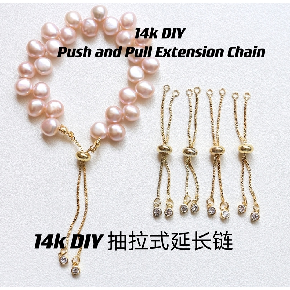 14K Gold Retention Silicone Beads Adjustment Extension Chain DIY ...
