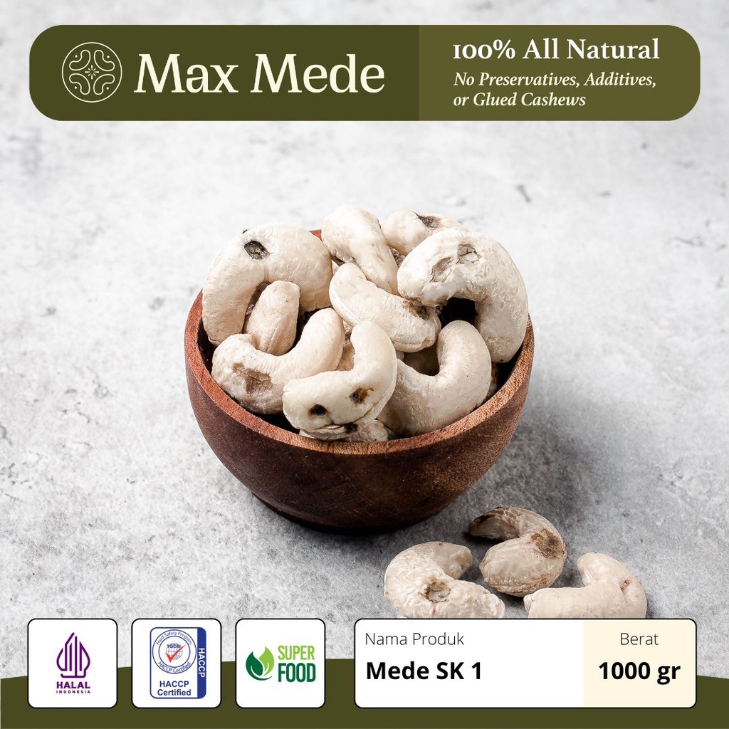 Max Mede - Whole Cashew Nuts SK1 Raw 1KG / Economical Cashew Peeled ...