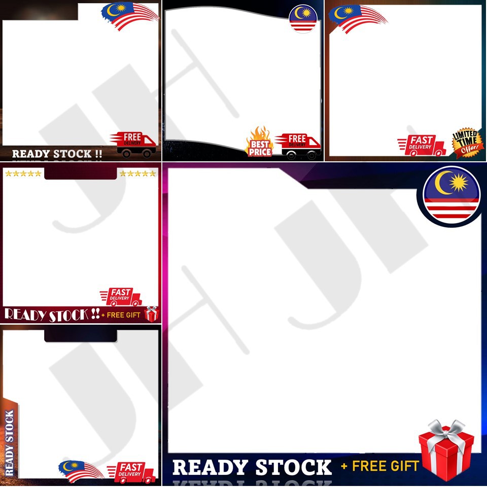 『Ready Stock』10 Frames Dark Series Shopee/Lazada Product Frame Template ...