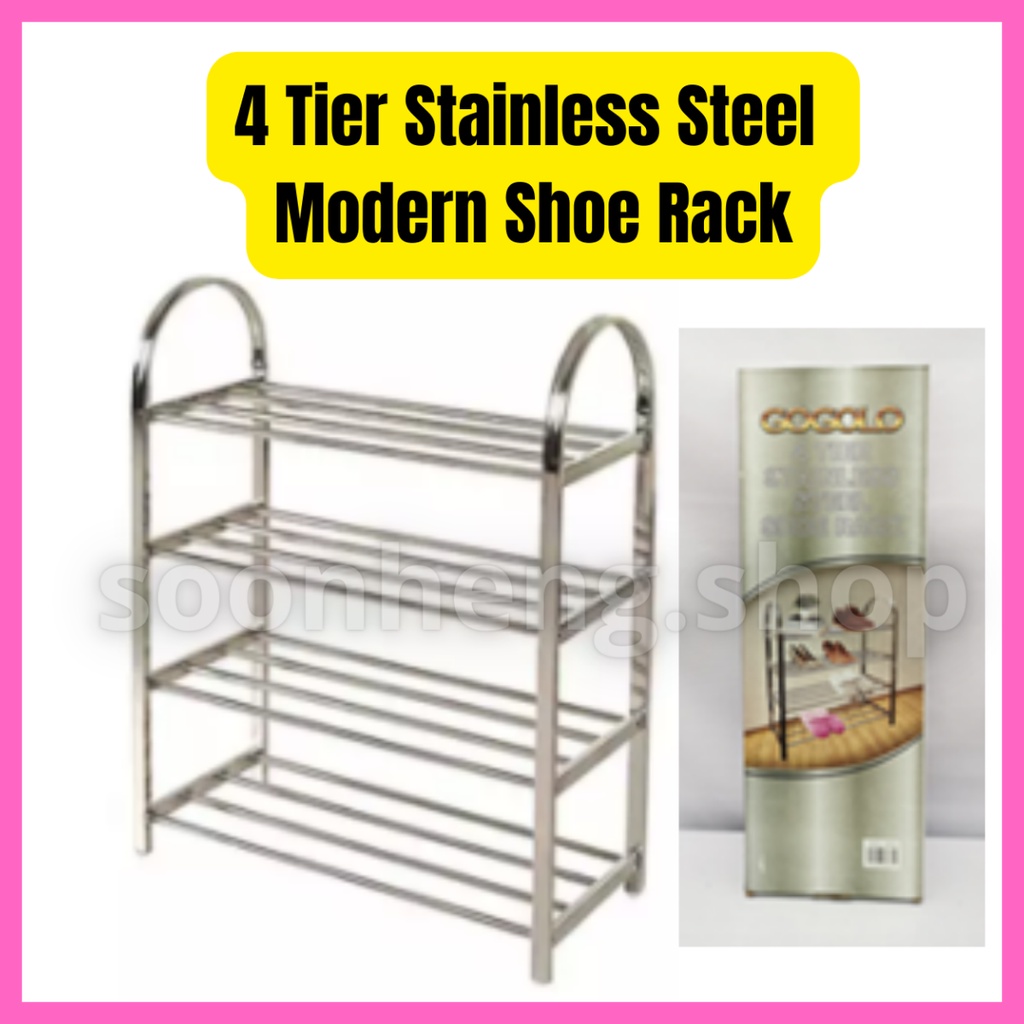 4-Tier Modern Shoe Rack (Stainless Steel) | Shopee Malaysia
