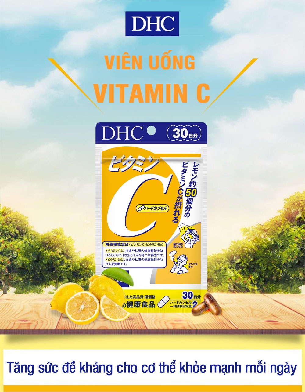 30-day pill Combo of Vitamin C and Zinc DHC, functional food to reduce ...