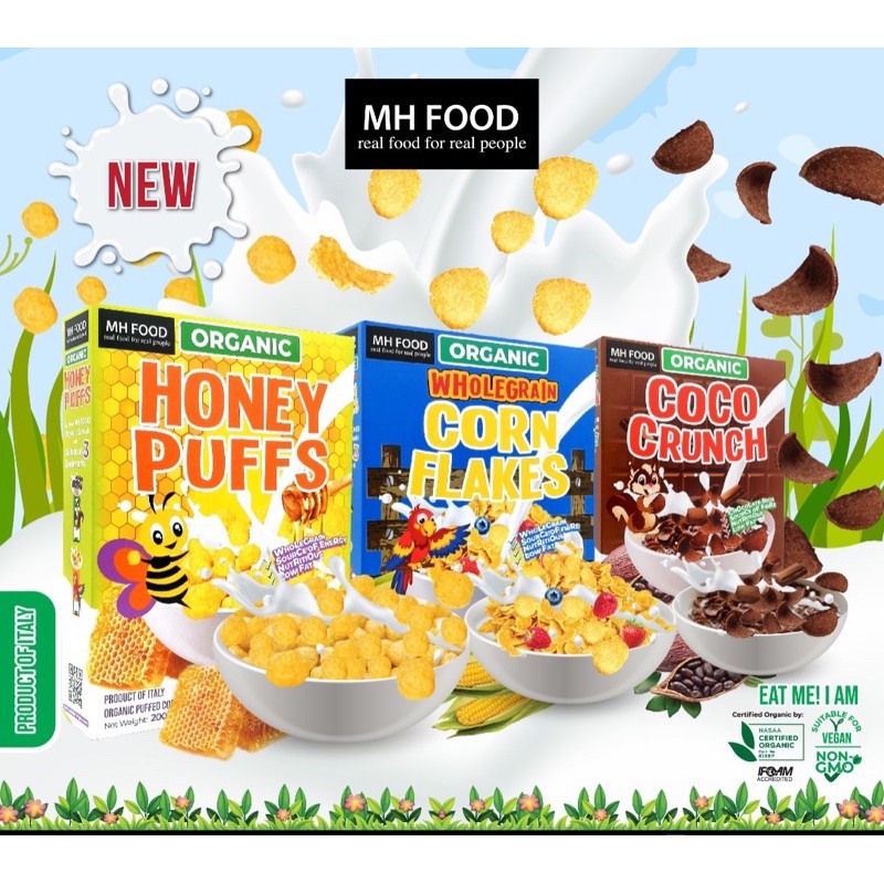 MH Organic Coco Crunch / Honey Puff / Corn Flakes 200g [Tasty] - 100% ...
