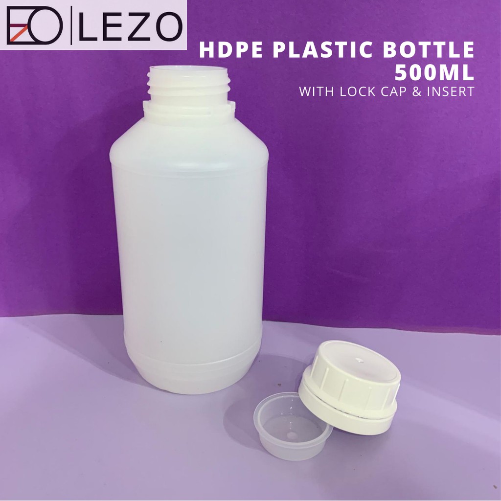 HDPE Round Plastic Bottle/ Botol Plastik HDPE 500ml (Bottle + Lock Cap ...