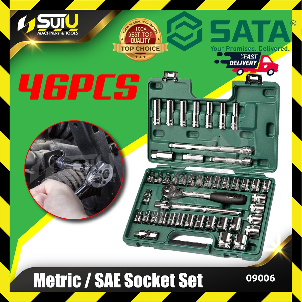 SATA 09006 46pcs 1/2"Drive 6 Point Metric / SAE Socket Set | Shopee ...