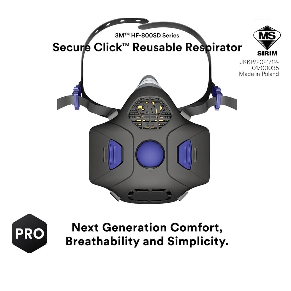 3M HF-800SD Secure Click Series Professional Comfort Reusable Respirator/ Respirator Only Not ...