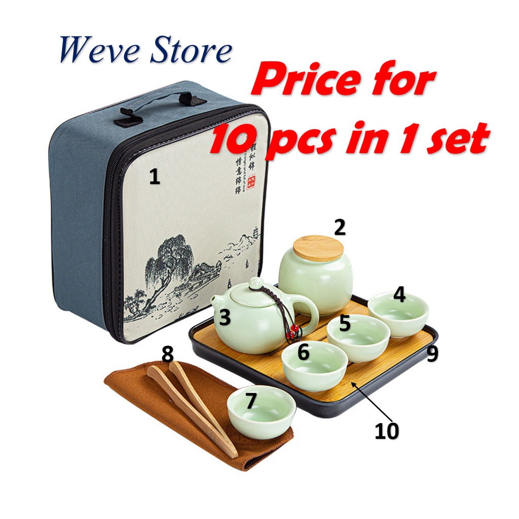 Portable Travel Ceramic Porcelain Kung Fu Chinese Tea Pot Set ...