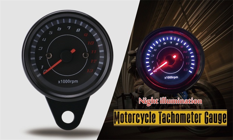 MOTORCYCLE RPM METER 12V TACHOMETER METER LED BACKLIGHT 13K RPM SHIFT ...