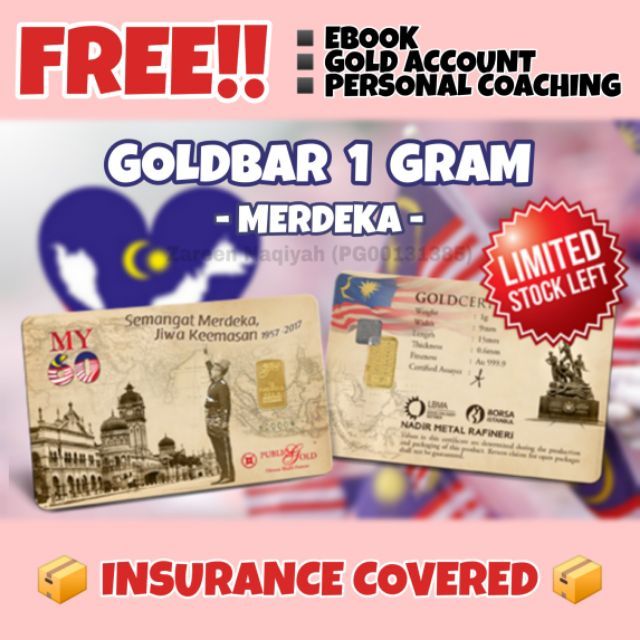 🔥[EMAS PATUH SYARIAH] EMAS GOLDBAR 1 GRAM PUBLIC GOLD MERDEKA 60 ...