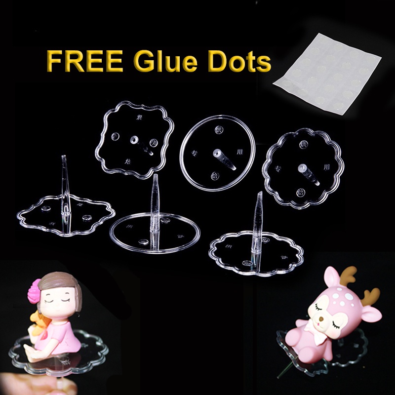 5Pc Pack Cake Topper Stand Holder Transparent Plastic Cake Decoration ...