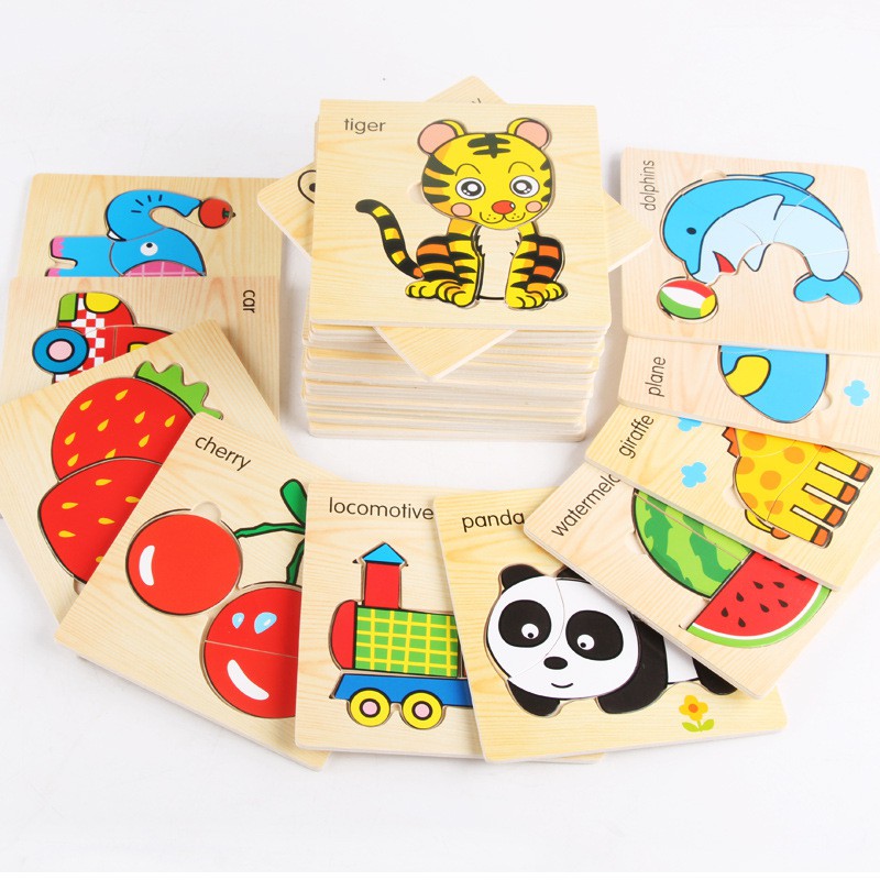 Children Wooden Puzzle Teaching Aids/Animal Traffic Cognitive Learning ...