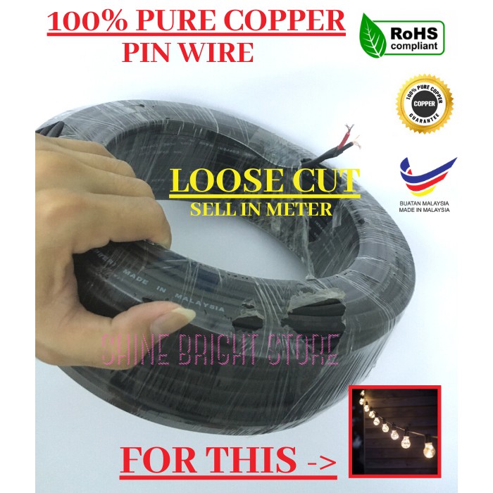 LOOSE CUT PIN WIRE 2.5 MM X 2CORE PVC/PVC SHEATHED CABLE WIRE 100% FULL ...