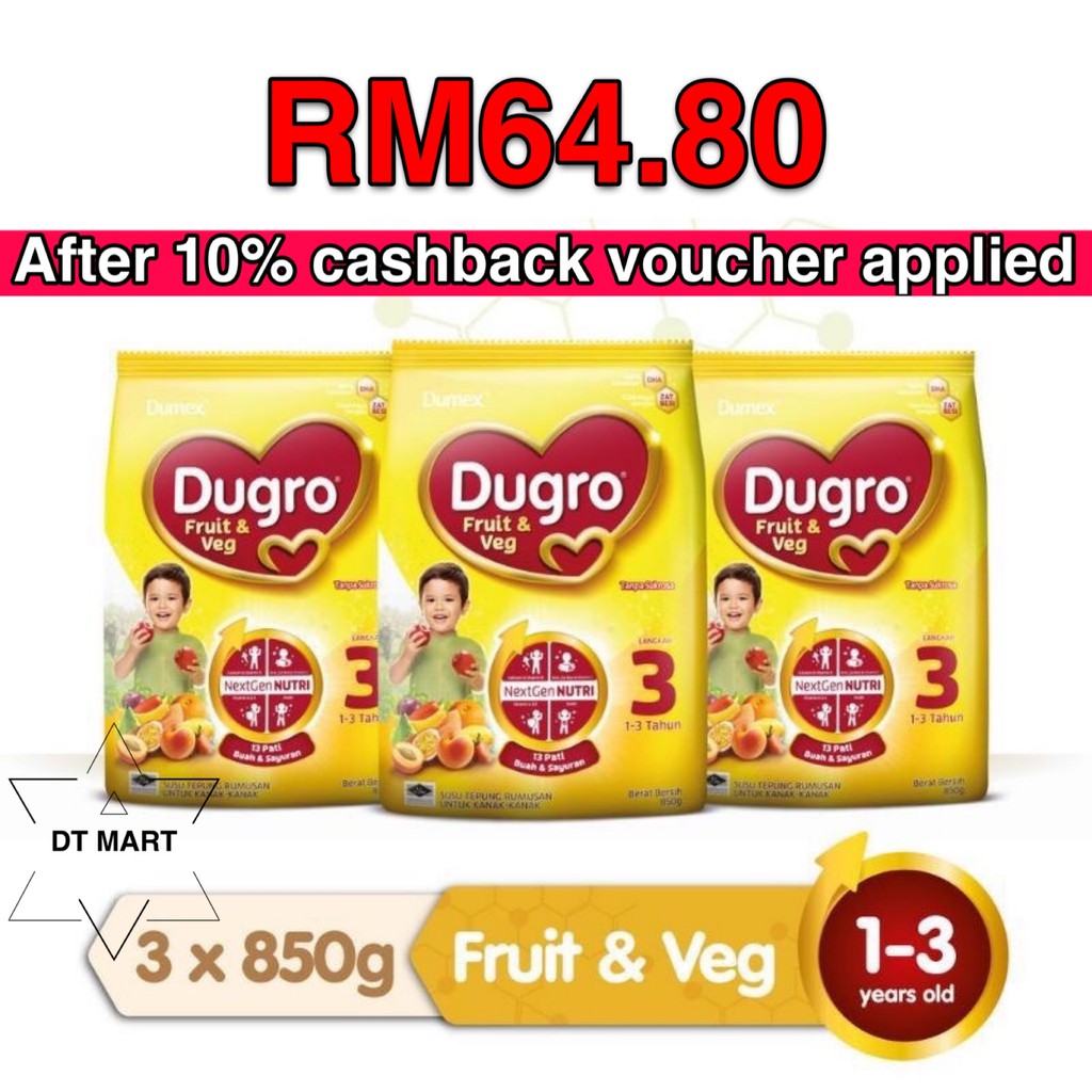 Dumex Dugro 3 - Fruit & Veg (850g x 3) | Shopee Malaysia
