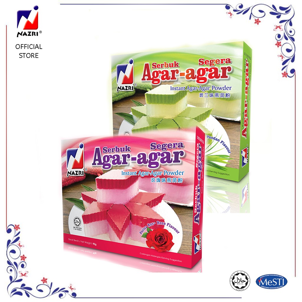 NAZRI Serbuk Segera Agar-Agar Perisa Pandan & Rose (90g)/NAZRI Instant ...