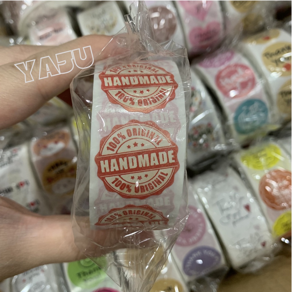【YAJU!】Thank You & Handmake Sticker 25MM Label Seal Love Terima Kasih ...
