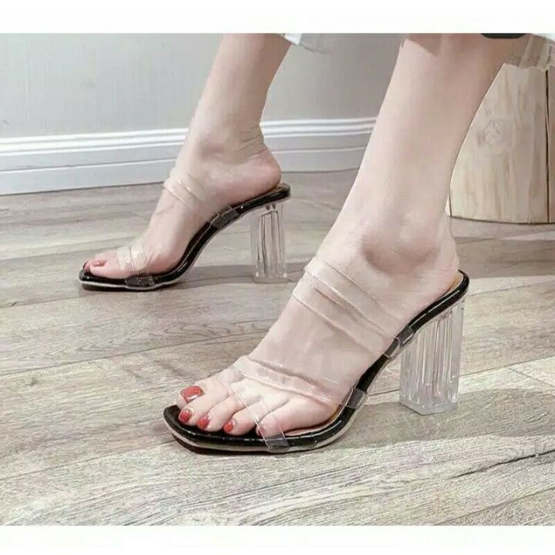 Transparent Slop Women's Glass Heel Sandals-sp05 | Shopee Malaysia
