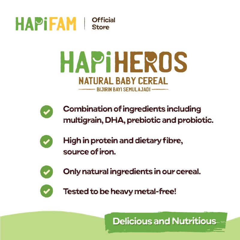 (Ready Stock) Hapi Heros Natural Baby Cereal 200g (10x20g) - 6 months+ ...