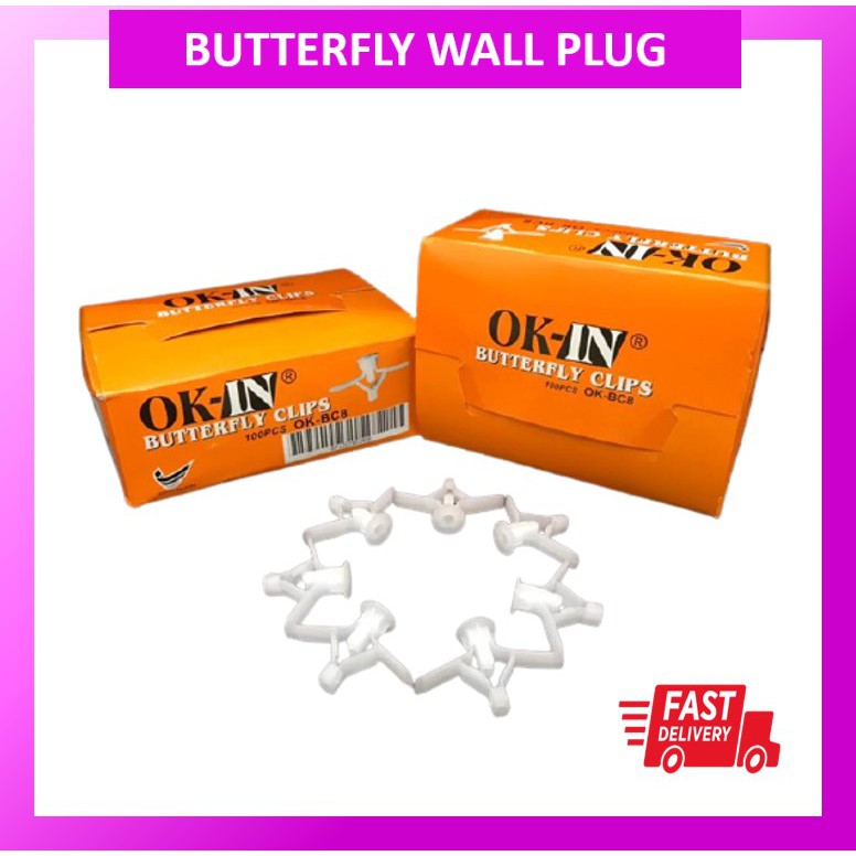 NYLON BUTTERFLY CLIP / PARTITION WALL PLUG | Shopee Malaysia