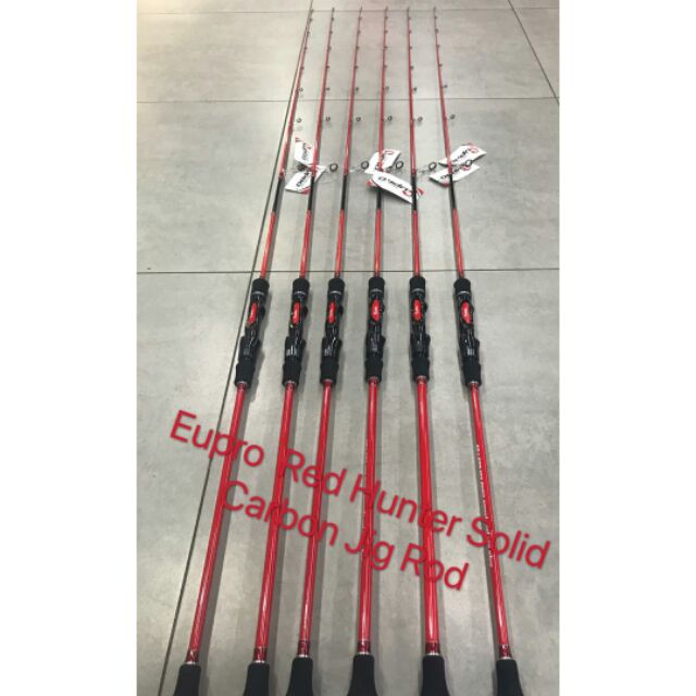 Eupro Red Hunter Gen 1 and Gen 2 Solid Carbon Jig Rod | Shopee Malaysia