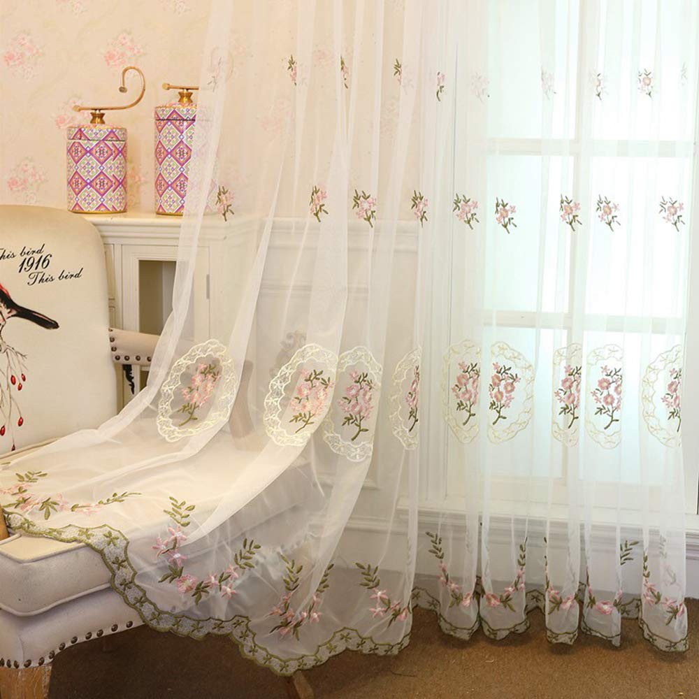 AnneyOneDecor Sheer Curtain Tulle Window Treatment Voile Drape Valance ...