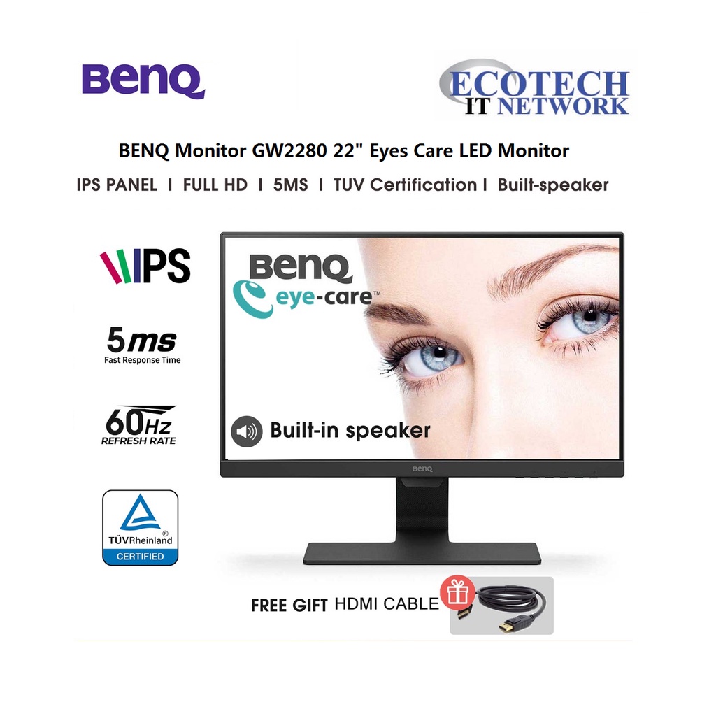 BENQ GW2280 22" Eyes Care LED Monitor with built in Speaker Monitor | Shopee Malaysia