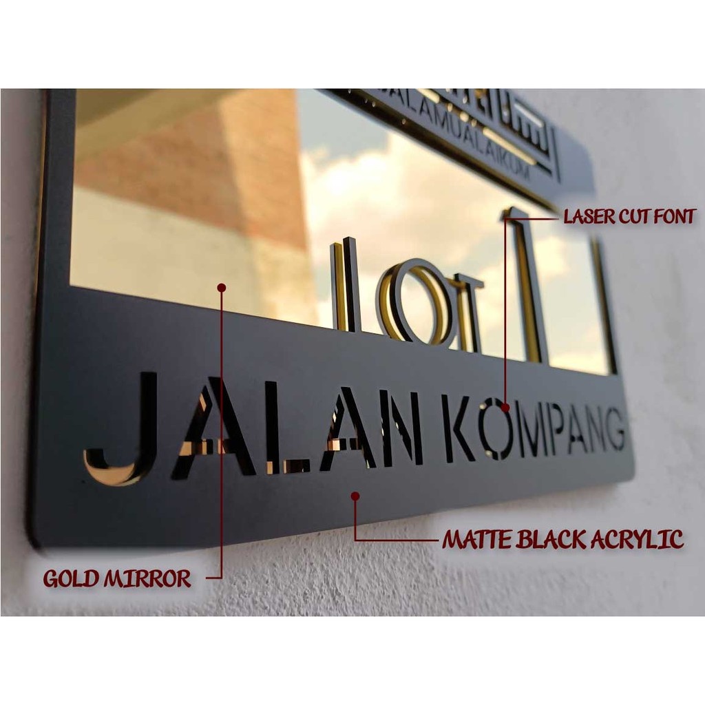 Customized House Number Plate Acrylic Sign 3D Nombor Rumah PAPAN TANDA ...