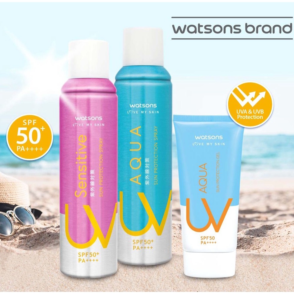 WATSONS Sensitive UV Sun Protection Spray SPF50+ PA++/Aqua UV Sun ...