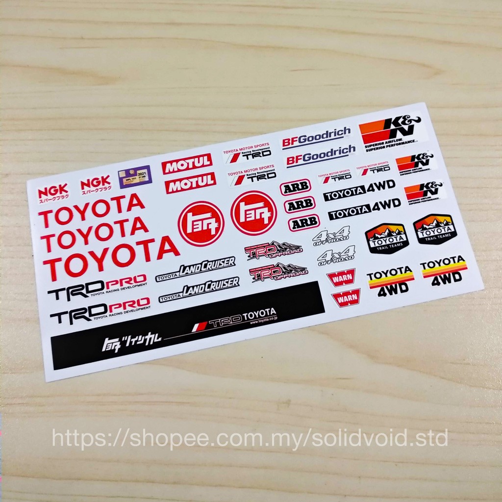 WPL MN Toyota Waterproof Sticker For WPL C14, C24, C34, C44, C54 & MN45 ...