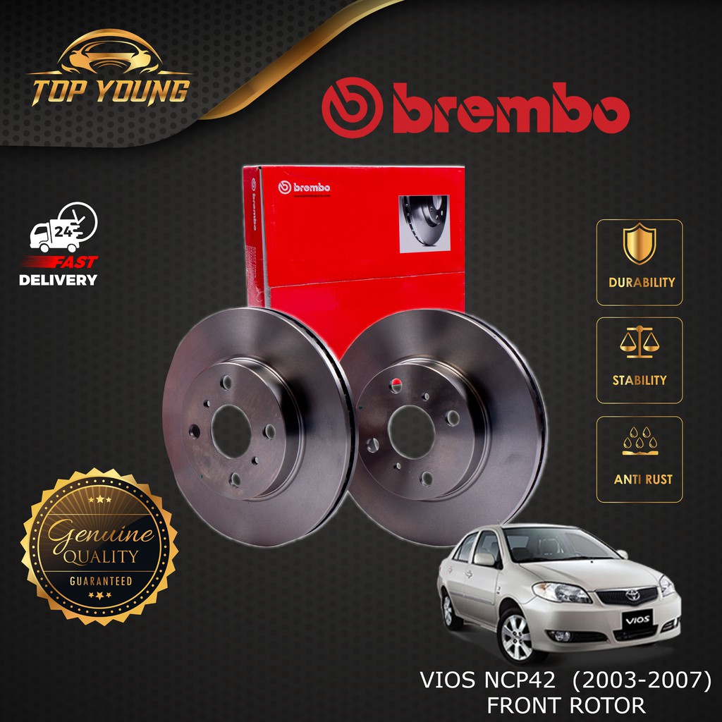 BREMBO TOYOTA VIOS NCP42 (2003-2007) (FW) FRONT (DEPAN)100% ORIGINAL ...