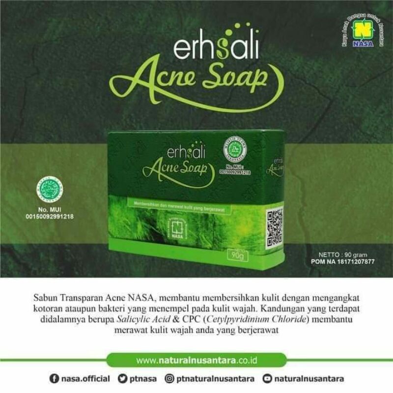 🔥SABUN ERSHALI NASA ANTI ACNE🔥💯%PRODUK HERBAL ALAMI | Shopee Malaysia