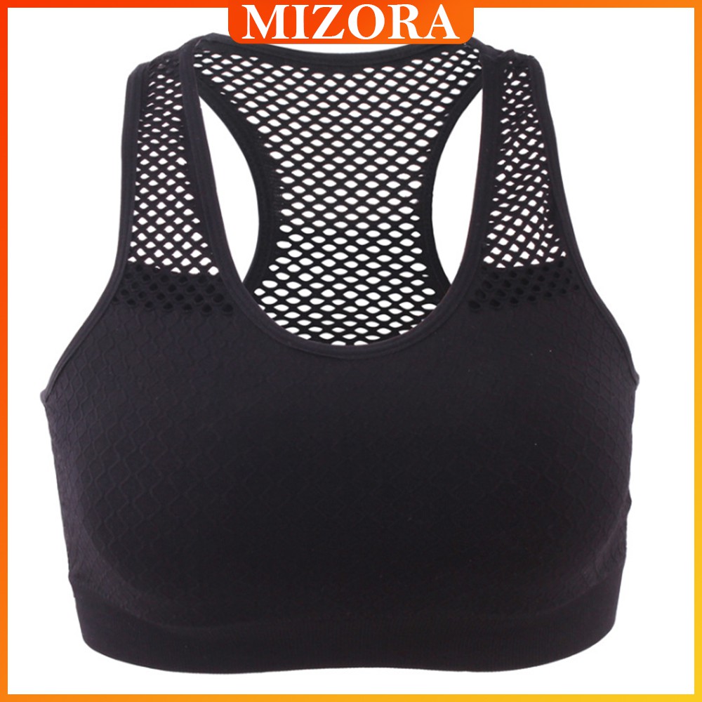 MIZORA Women Mesh Sport Bra Push Up Running Jogging Sportwear Plus Size ...