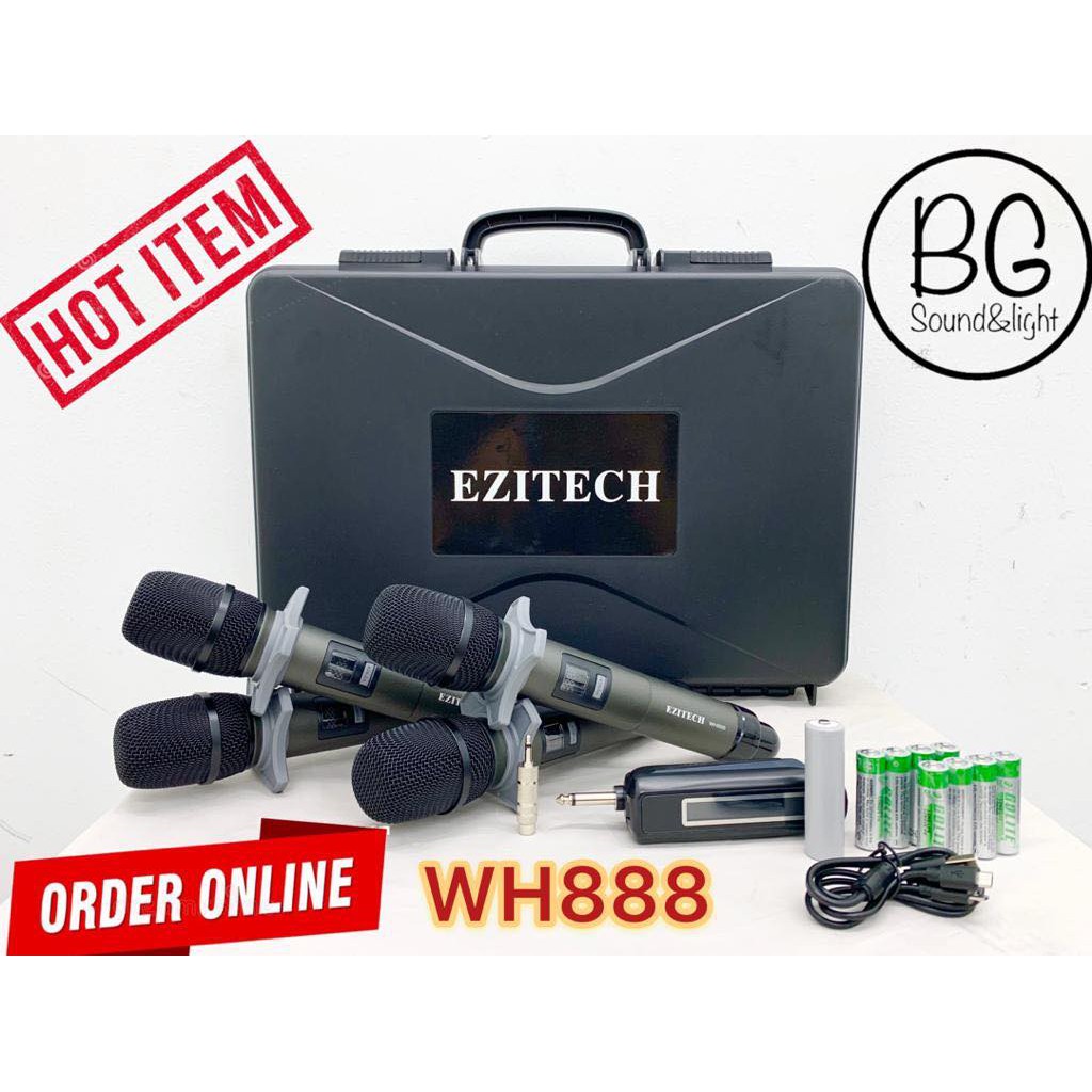 ezitech wh888 uhf 4 channel wireless mic | Shopee Malaysia