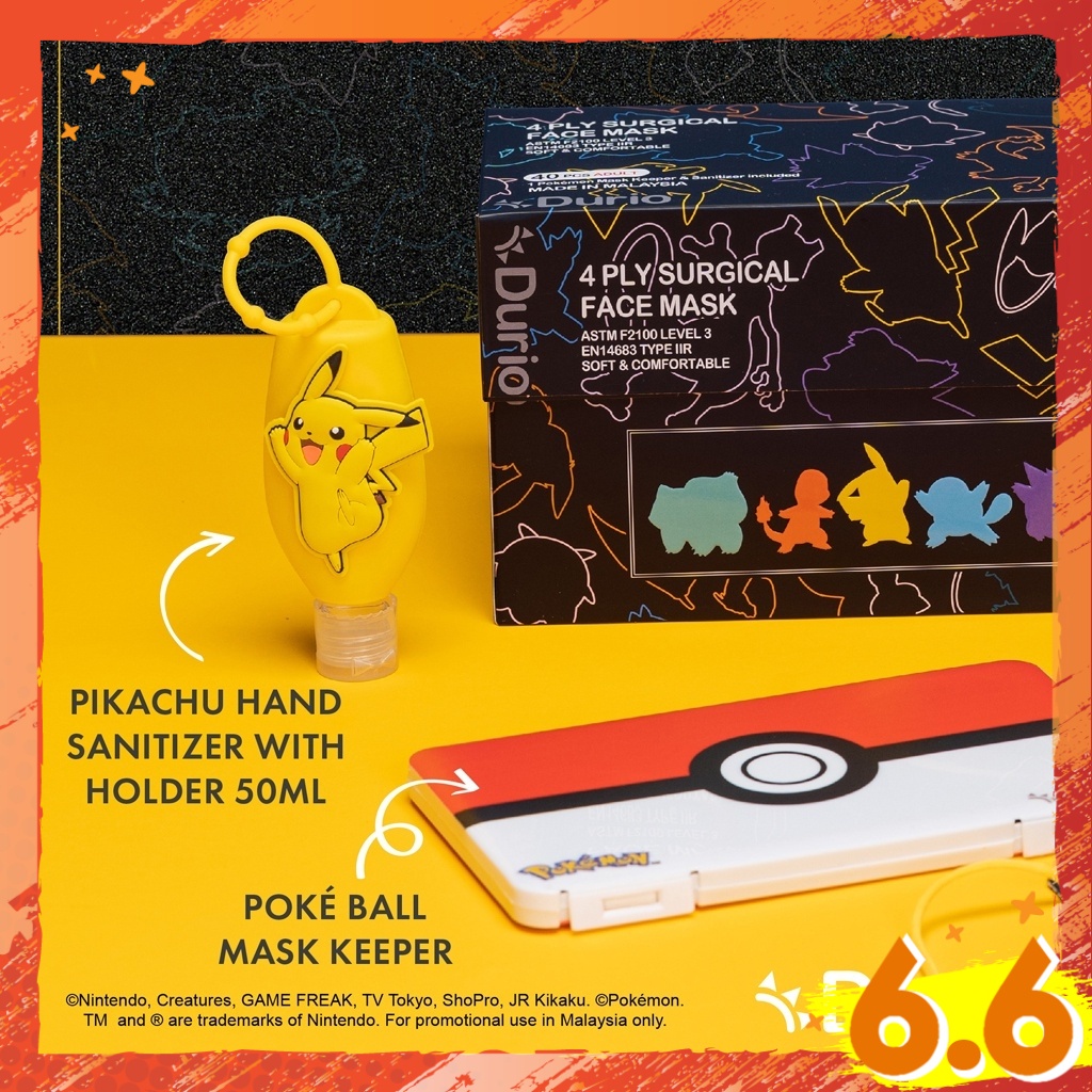 [Durio Authorised Reseller]Durio 546A Pokemon Adult 4 Ply Surgical Face ...