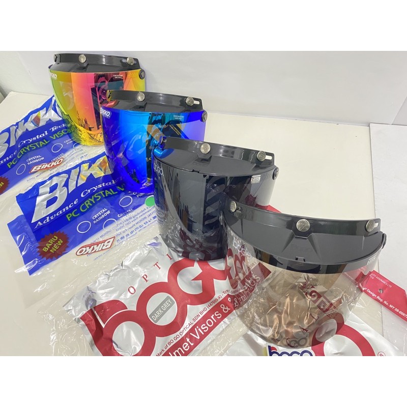 HELMET VISOR NS88/MHR 3HOLES VISOR BOGO SMOKE BLACK & BIKKO RAINBOW CHROME BIKKO SIANG MALAM ...