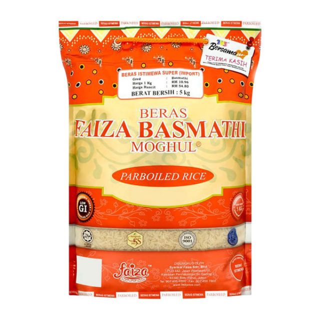 Beras Moghul Faiza Basmathi Parboiled 5kg | Shopee Malaysia