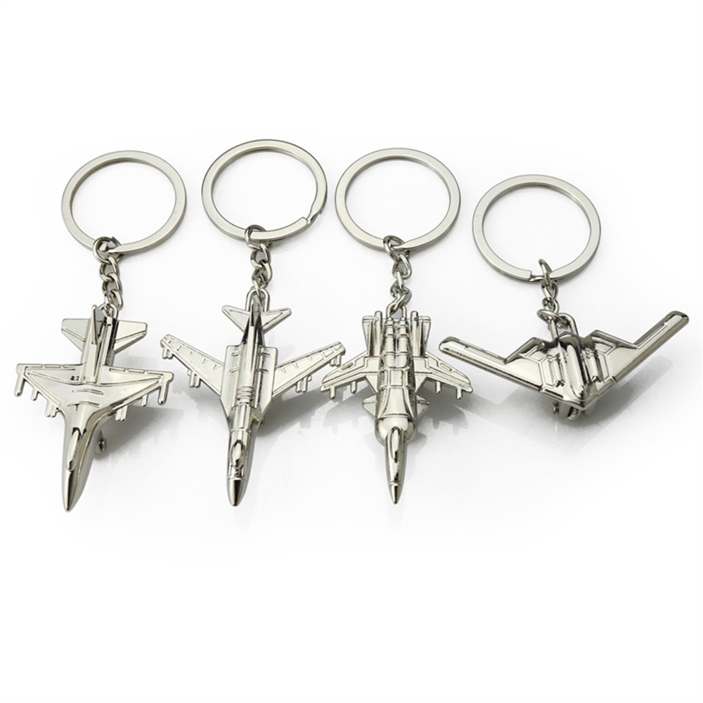 Creative Silver Airplane Alloy Keychain Aircraft Fighter Model Pendant ...