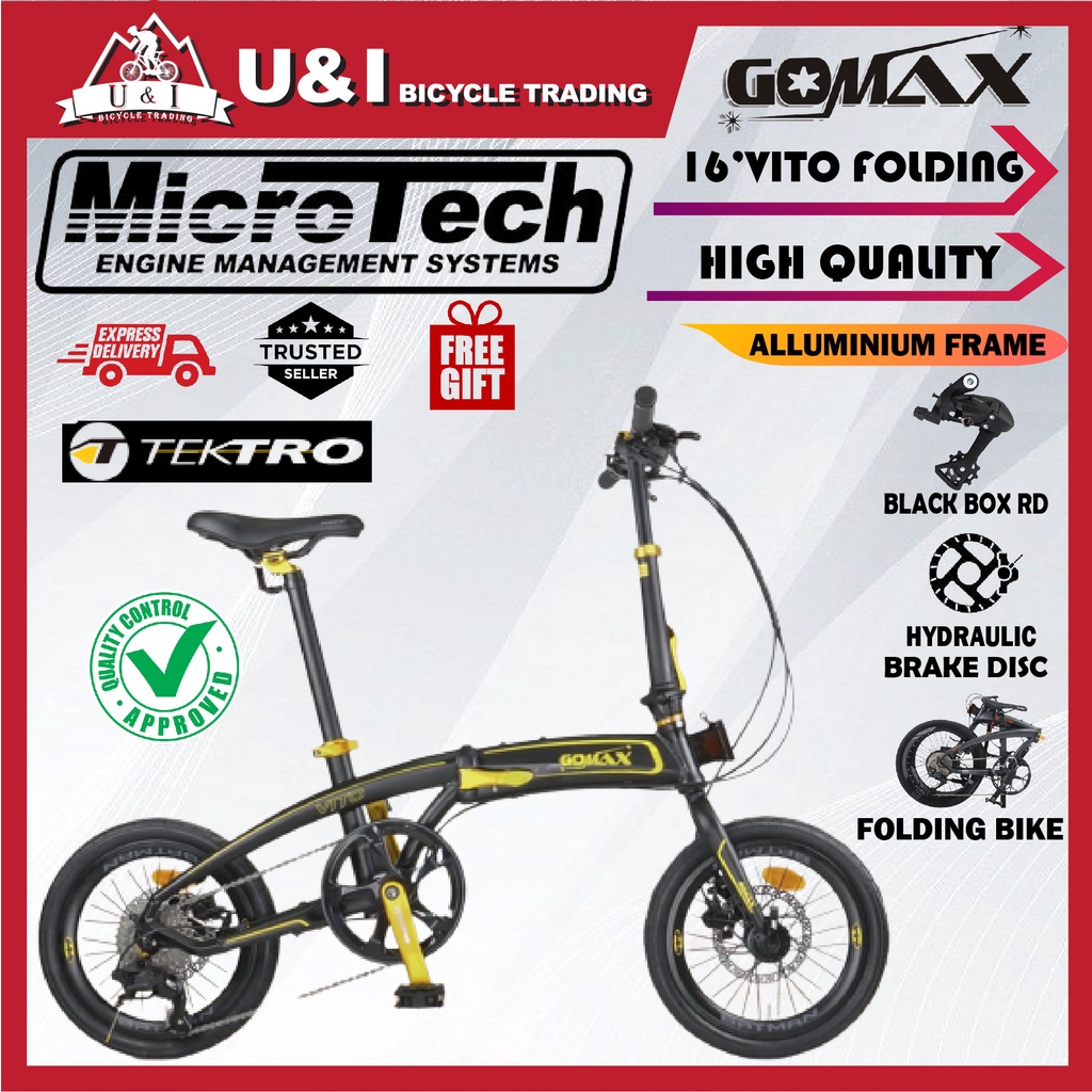 GOMAX VITO 16" BLACKBOX 9 Speed Aluminum Folding Bike / Basikal Lipat ...