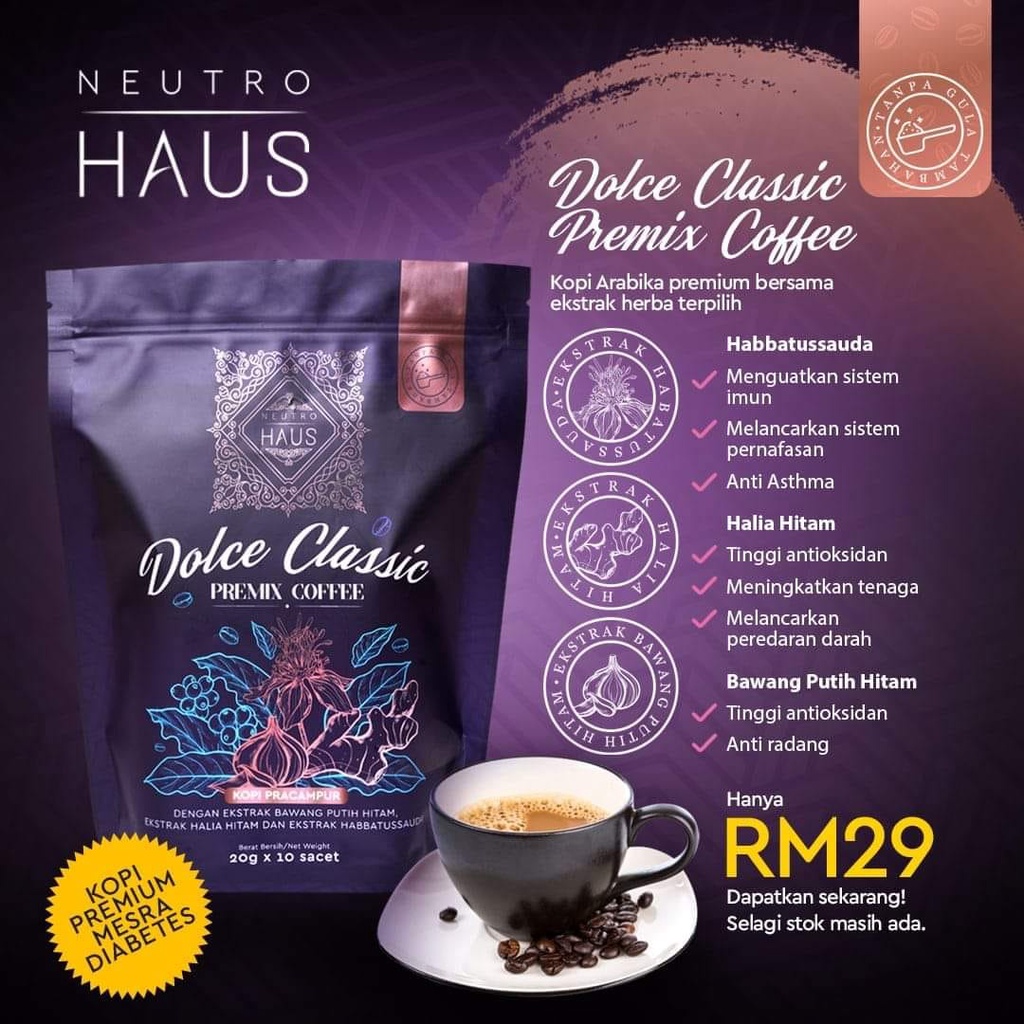 HAUS Dolce Classic Coffee | Kopi Tenaga Ibu Menyusu | Shopee Malaysia