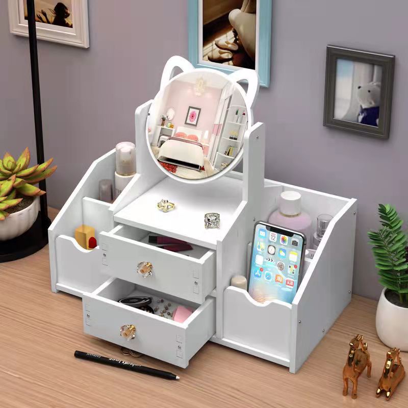 Makeup Mirror Makeup Dressing Table With Drawer Organizer For Cosmetics ...
